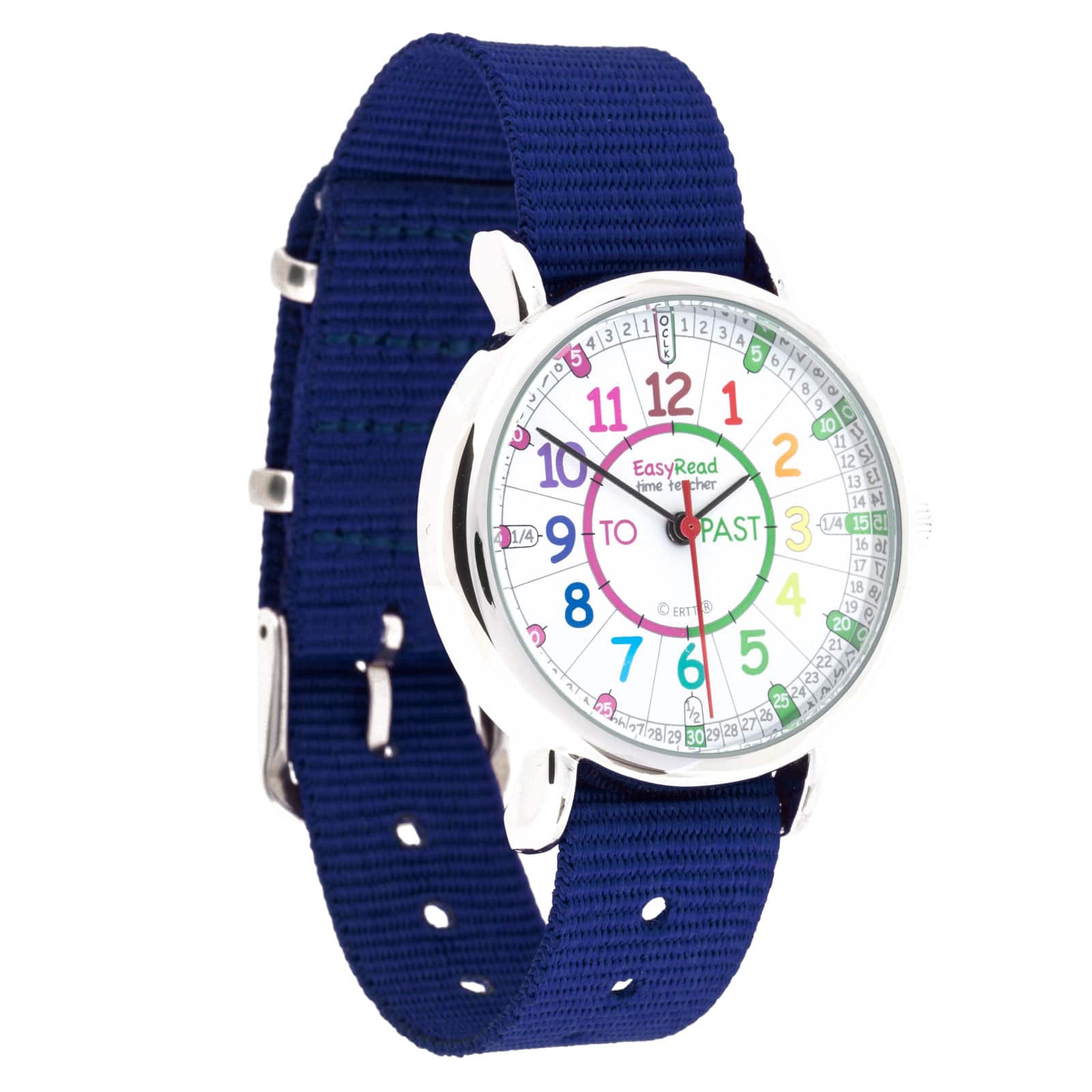 Rainbow time teaching watch - navy strap - EasyRead Time Teacher